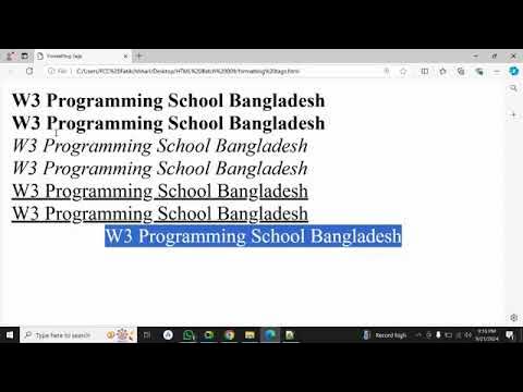 Batch 009, HTML Class 02. W3 Programming School Bangladesh. html bangla. #html #css #programming ...