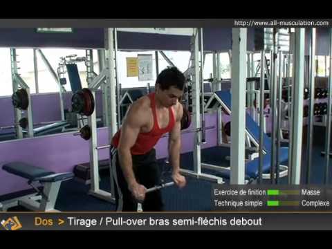 Vidéo du tirage bras semi flechis pull over debout poulie haute - YouTube
