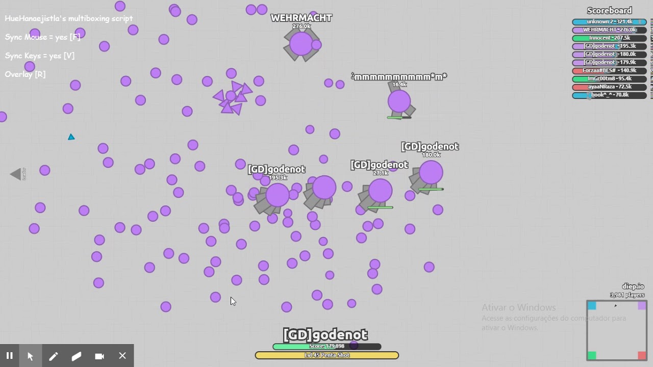 diep.io multiboxing 4 penta shot - YouTube
