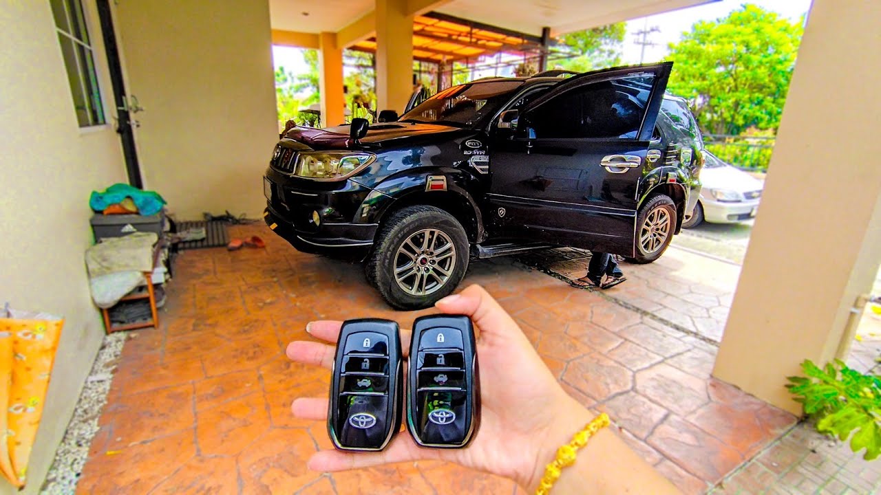 Toyota Fortuner ติดตั้งปุ่ม push start พร้อมรีโมท smart key - YouTube