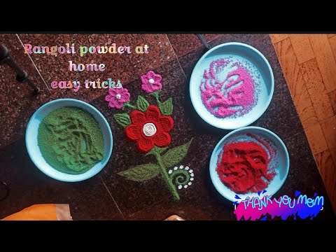 How to make rangoli colours at home #Rangoli colours #kolam powder ...
