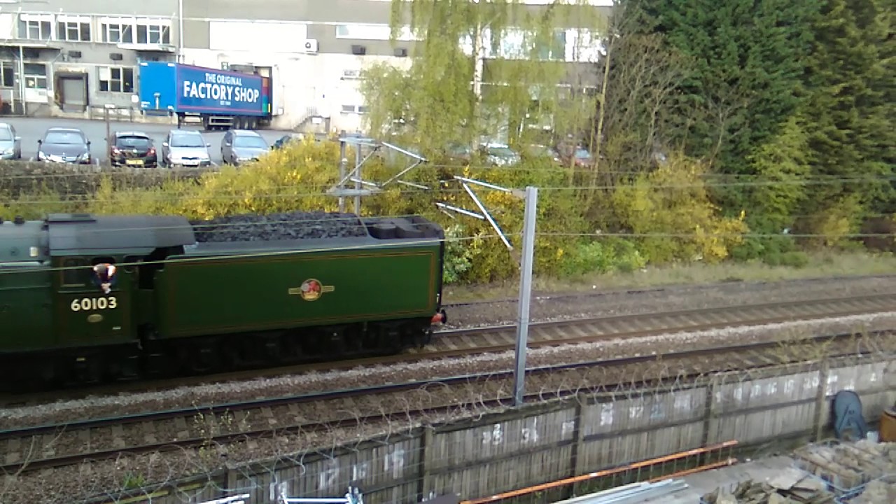 60103 Flying Scotsman + support coach, Keighley, 11th April 2017! - YouTube