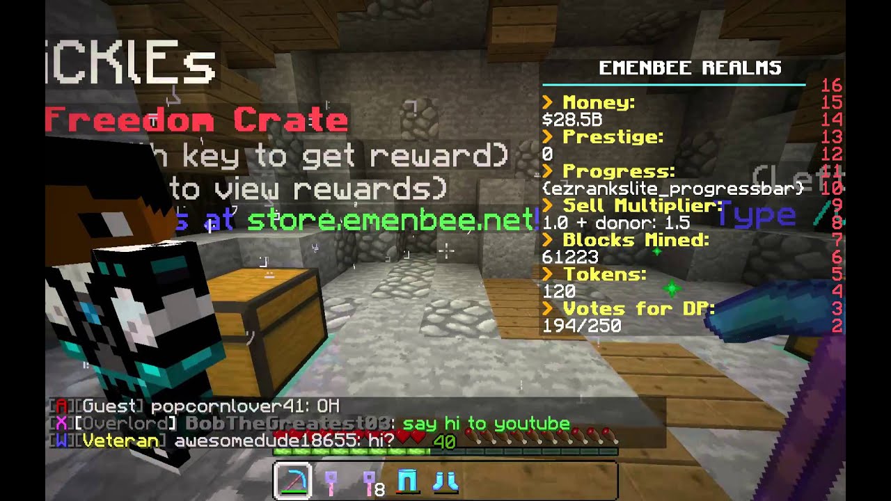 Minecraft Emenbee Op Prison#1: 1 Freemdom Key and 8 Voter Keys Opening ...