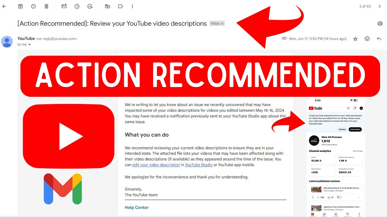 [Action Recommended]: Review your YouTube video descriptions - YouTube