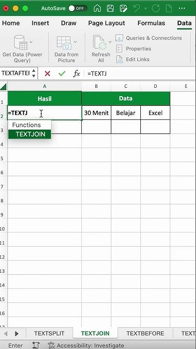 30 DETIK BELAJAR EXCEL | Rumus TEXTJOIN Excel - YouTube