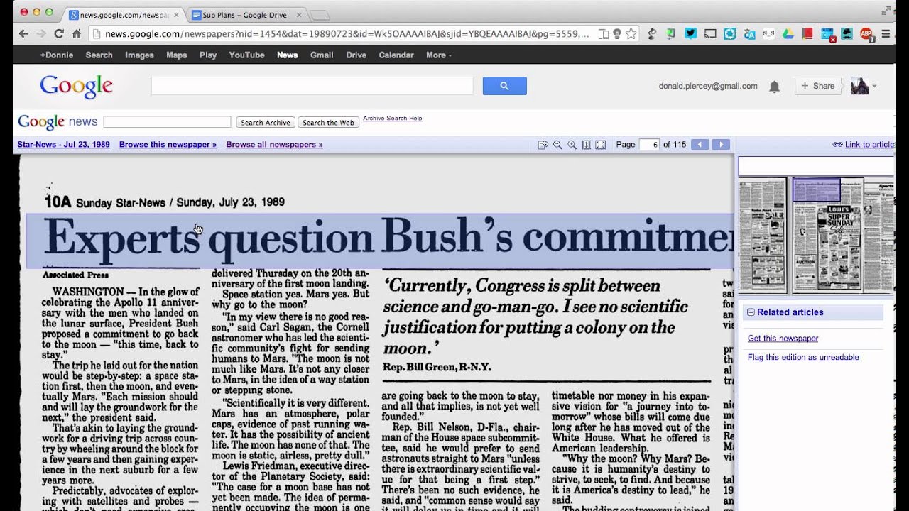 Google's Newspaper Archive: Digital Microfiche - YouTube