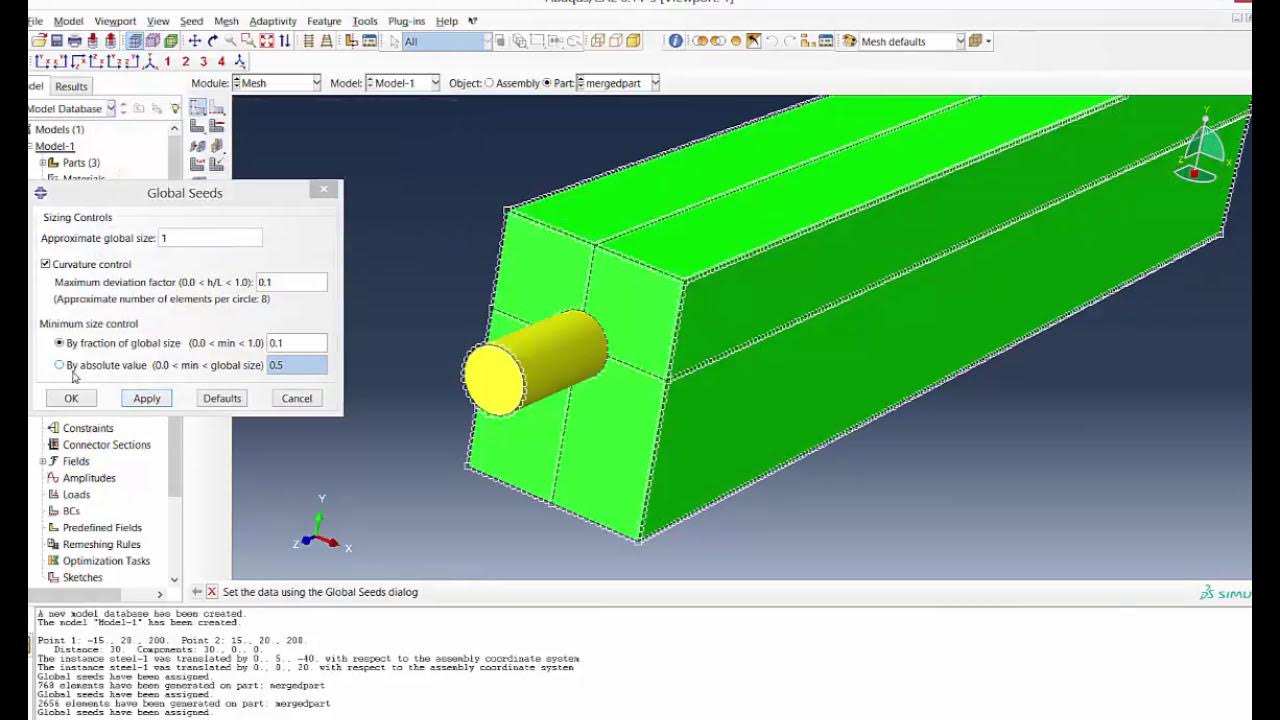 How to merge 2 parts in Abaqus using merge/cut instance - YouTube