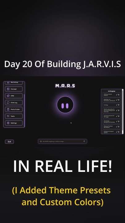 Day 20 of Making J.A.R.V.I.S - Custom Theme UI #ai #jarvis #engineering #programming - YouTube