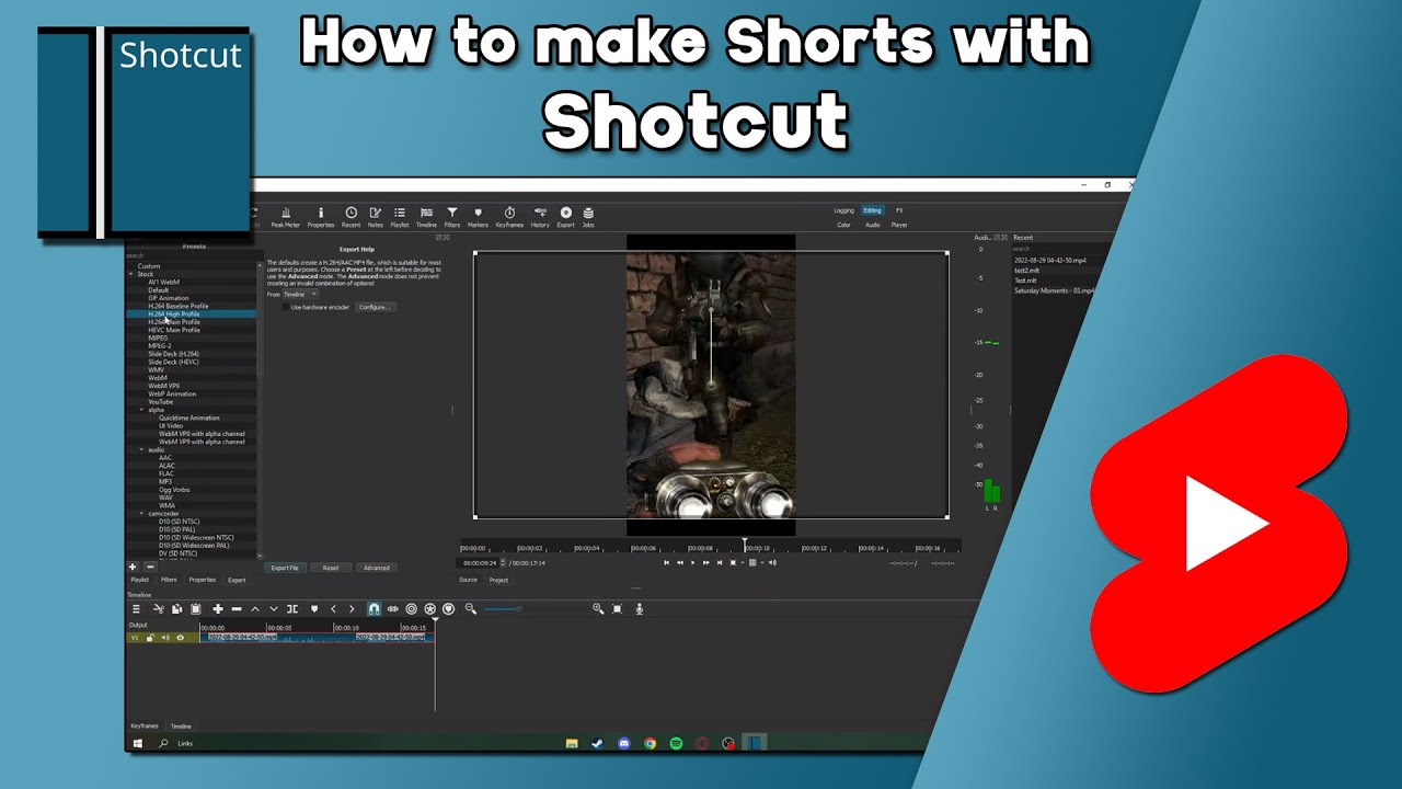 How to do a youtube shorts of your live content using Shotcut (Basic ...