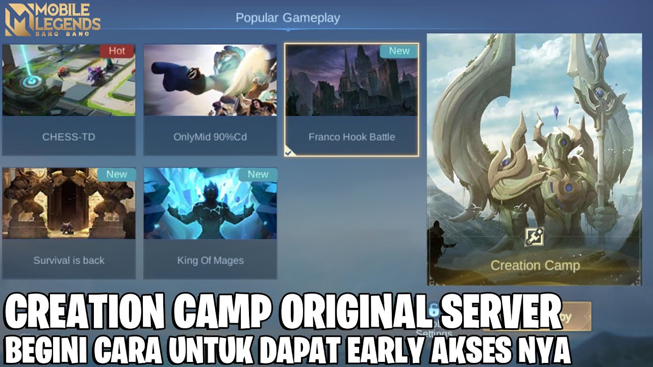 CARA DAPAT AKSES CREATION CAMP DI ORIGINAL SERVER - MODE PALING BARBAR ...