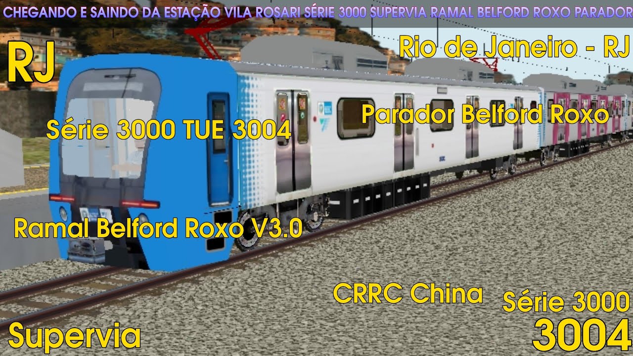 [HMMSIM 2 CPTM] O TREM SÉRIE 3000 TUE 3004 SUPERVIA RAMAL BELFORD ROXO ...