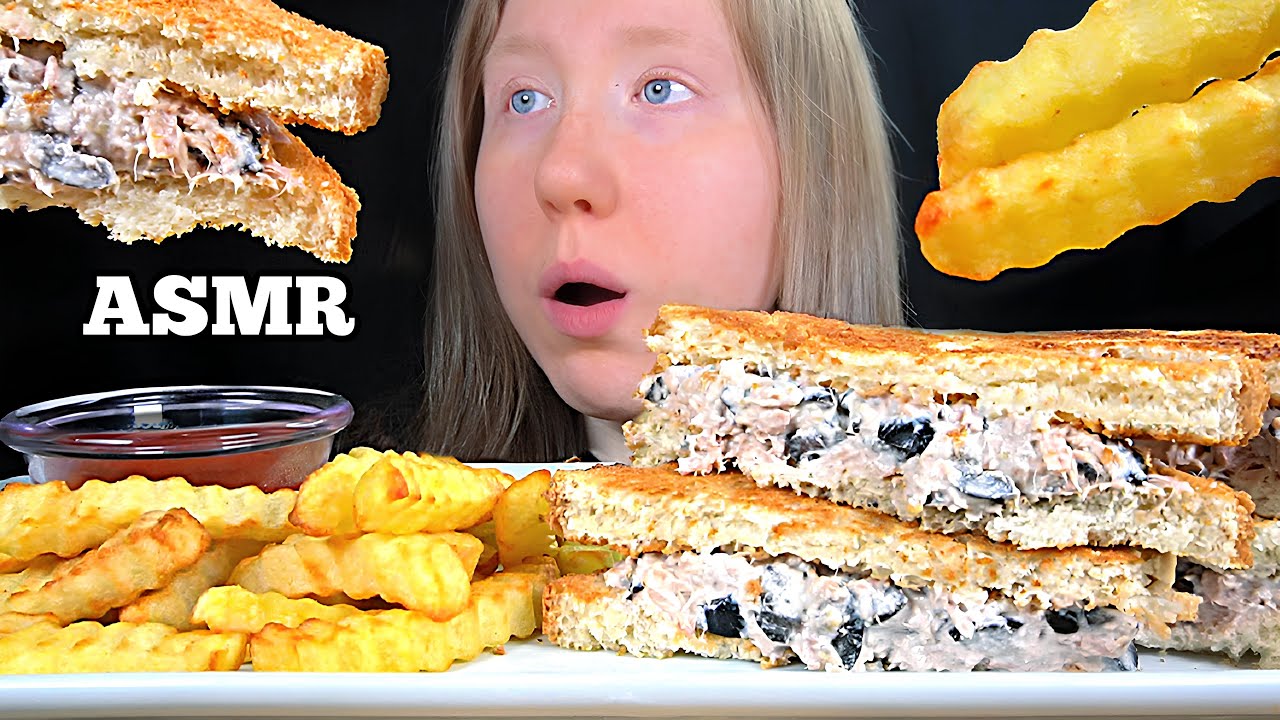 ASMR TUNA SANDWICH & FRIES MUKBANG EATING SOUNDS - YouTube