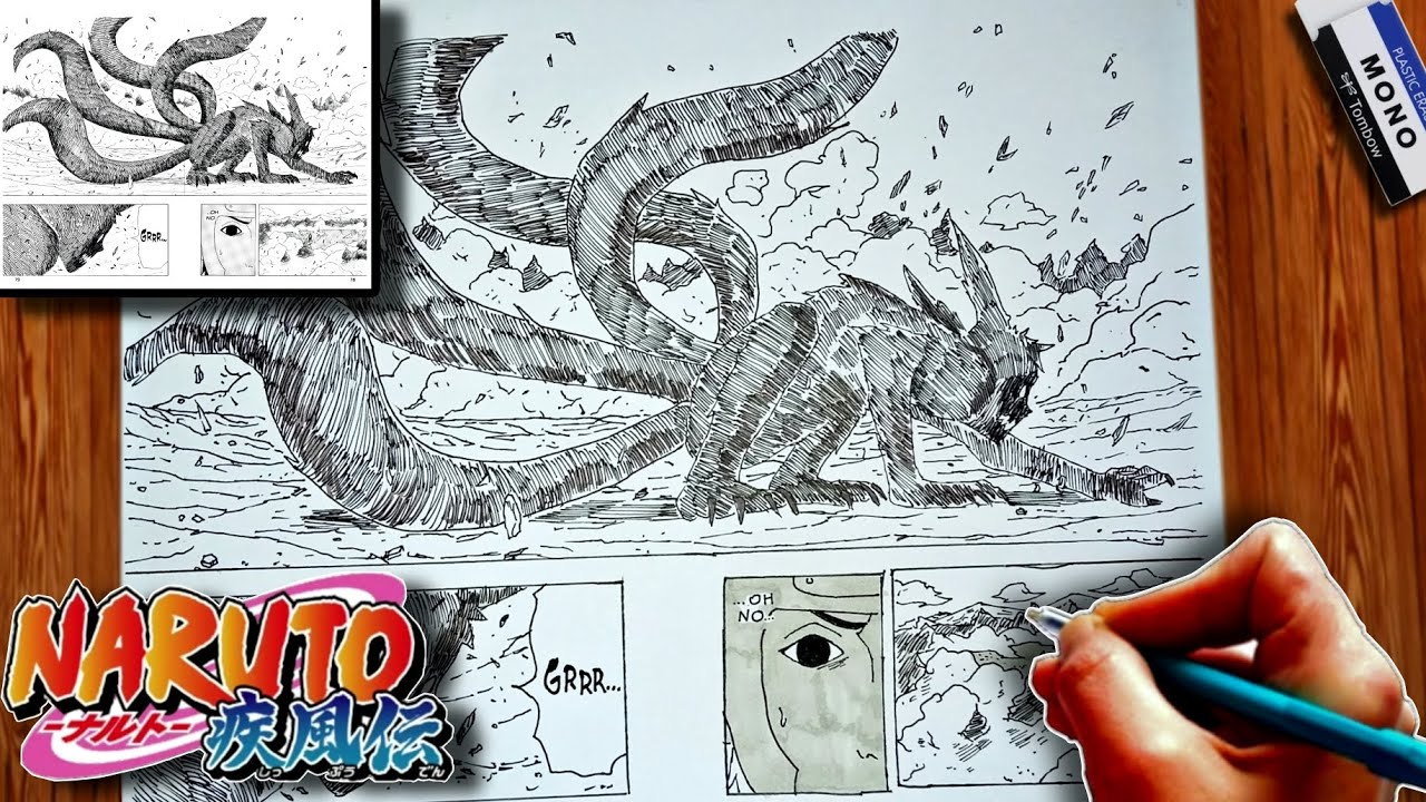 How to Draw Naruto 4 Tails Kyuubi | NARUTO | ナルト | Manga Art - YouTube