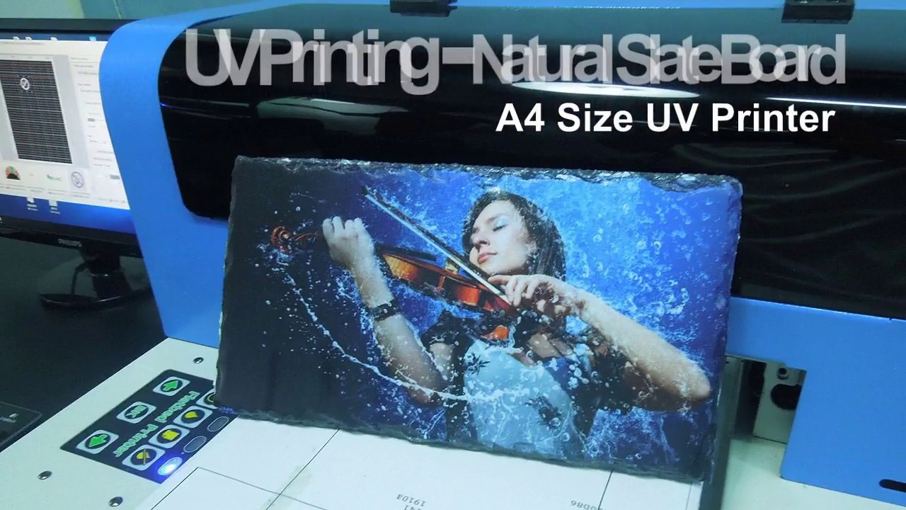 Small UV Printer natural slate printing machine - YouTube