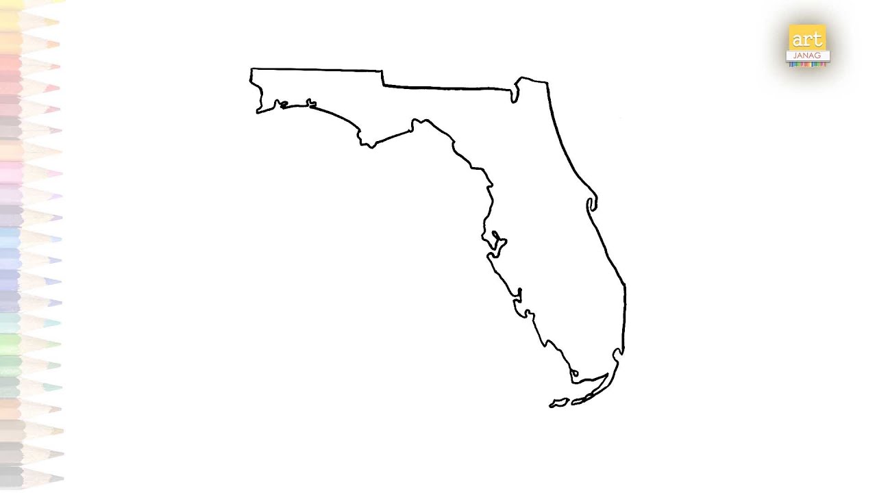 Florida map drawing easy | Drawing tutorials | How to draw Florida map ...
