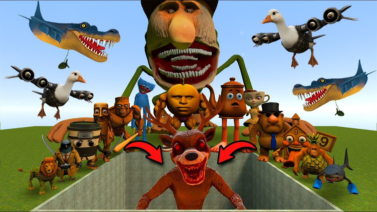 NEW BRAINROTS & HUGGY WUGGY Brainrots vs Giant Pit with TAPES Cursed ...