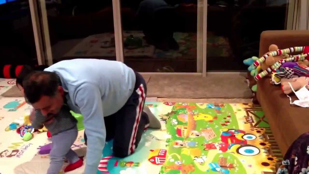 10 months baby Aan-Jay playing chasing game with daddy - YouTube