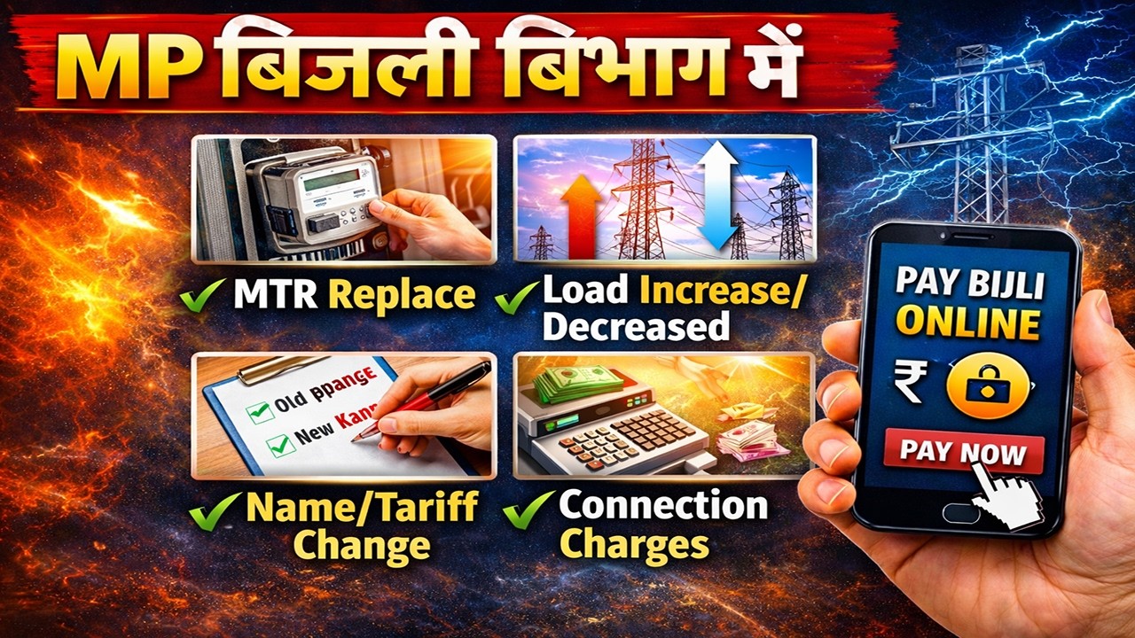 mp बिजली बिभाग में MTR Replace, Load Increase/Decreased, Name/Tariff ...