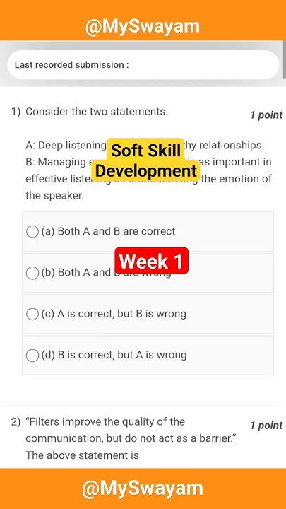 Soft Skill Development Week 1 || NPTEL Answers 2024 #nptel #nptel2024 #assignment #solved - YouTube