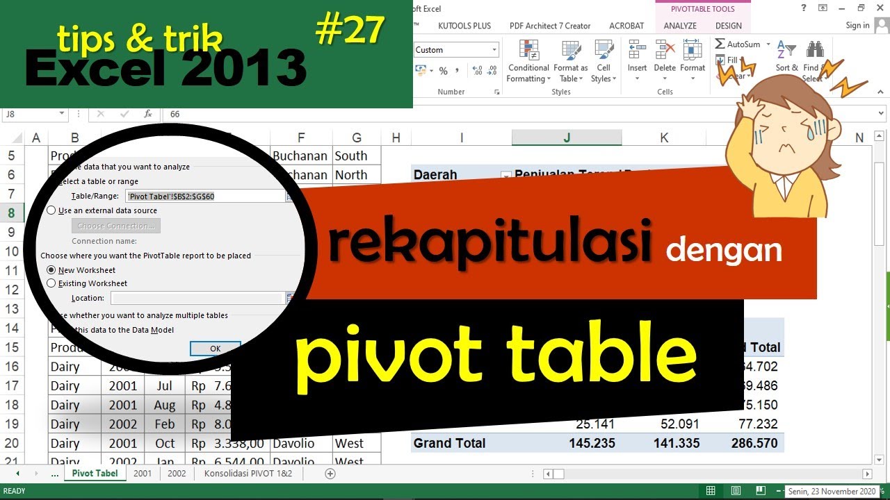 Tutorial Excel No. 27 - Rekapitulasi dengan Fasilitas Pivot Table - YouTube