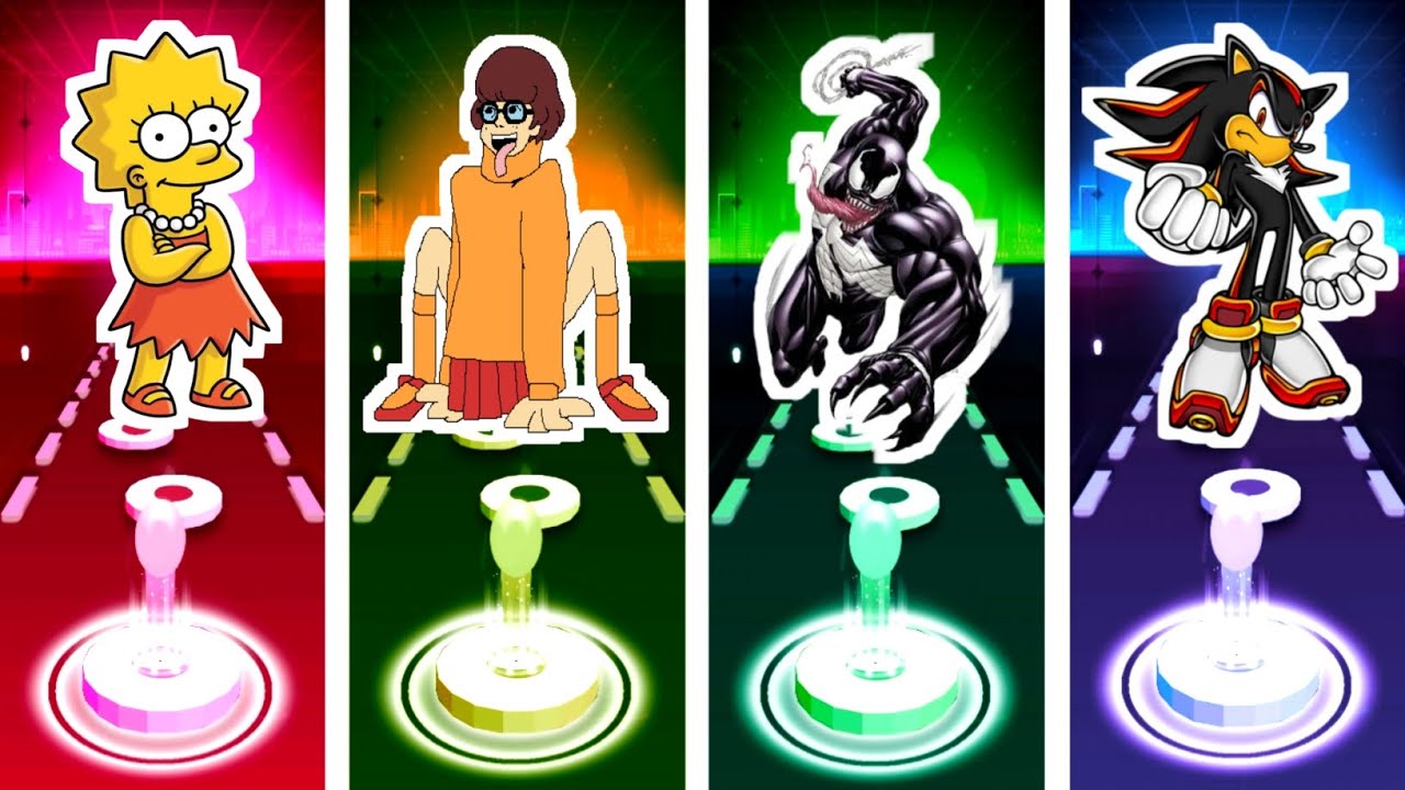 Lisa Simpson 🆚 Velma Dinlley 🆚 Venom 2 🆚 Sonic Shadow -Tiles Hop Edm ...