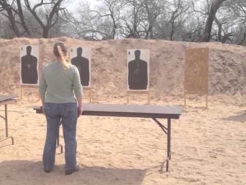 Here's Karen taking her shooting range test for her concealed handgun ...