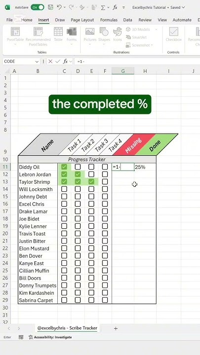 👉 how to create a checkbox progress tracker in excel - YouTube