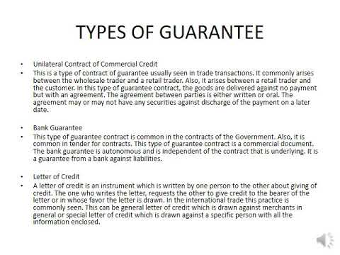 VIDEO LECTURE ON GUARANTEE AND TYPES OF GUARANTEE BA LLB 8TH SEM ...