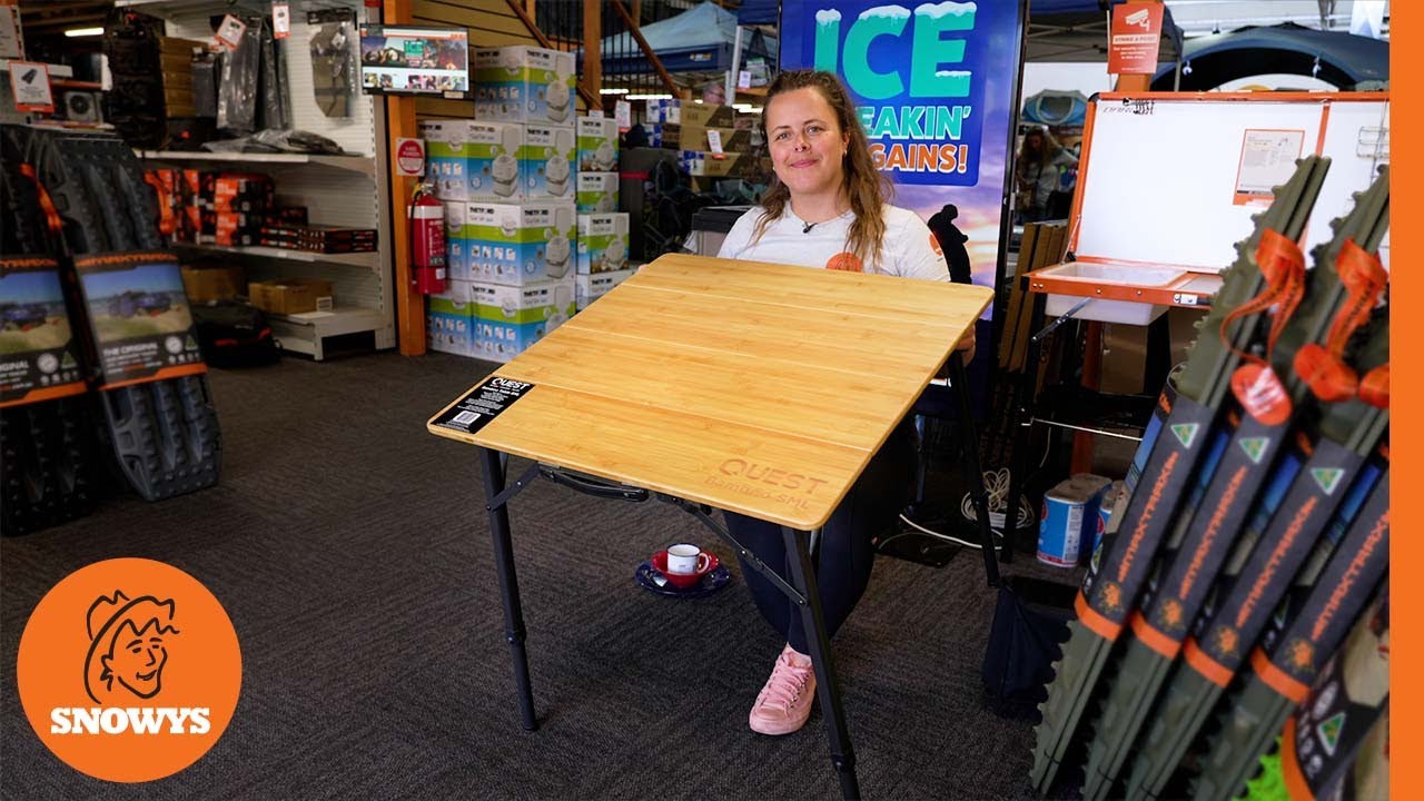 Quest Outdoors Bamboo Camp Table Small - YouTube