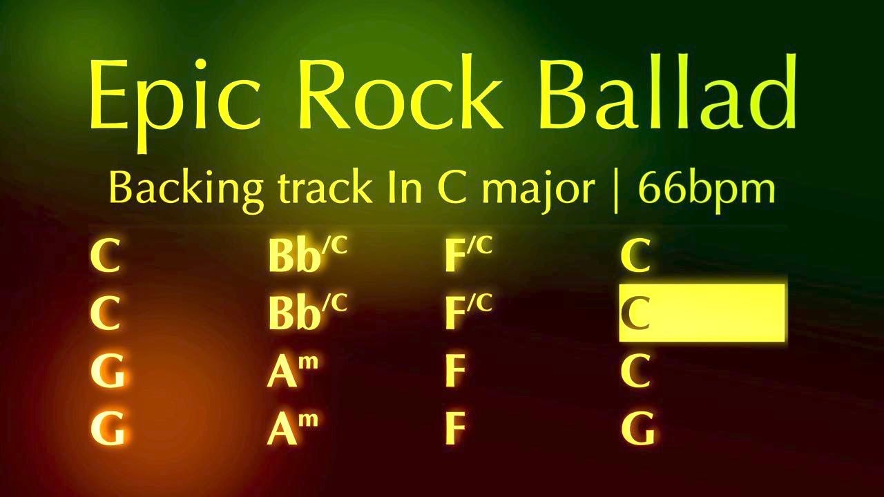 Epic Rock Ballad C major 66bpm. Backing track for Guitar. Play along ...