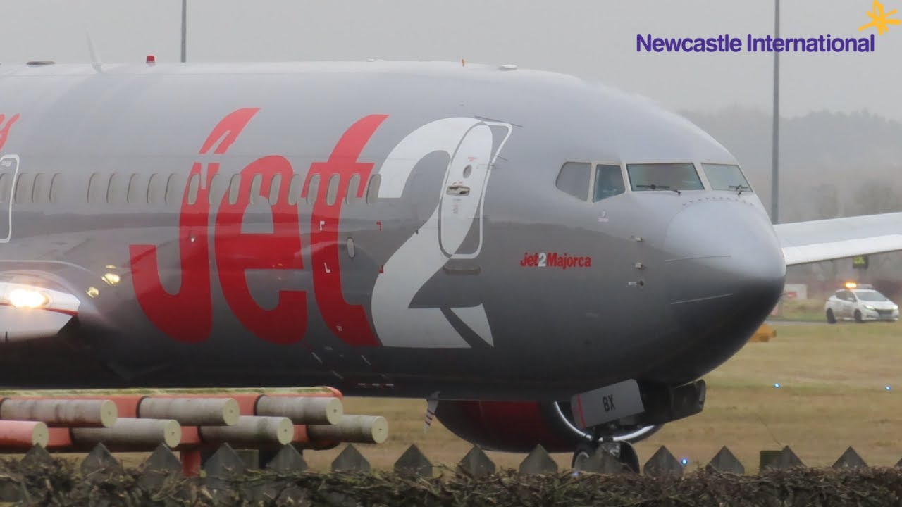 Jet2 | 737-800 | Pushback and departure | Newcastle Airport - YouTube