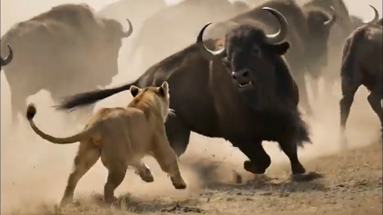 American Lion vs Bison | Ice Age Predator Hunt (Cinematic AI Wildlife ...
