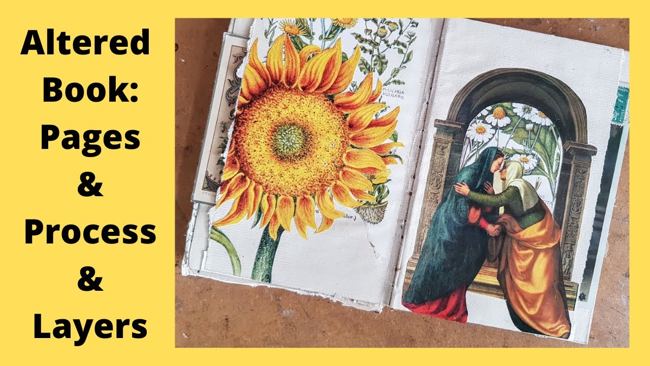 Altered Book Pages in Progress: Ideas, layers, and collage - YouTube
