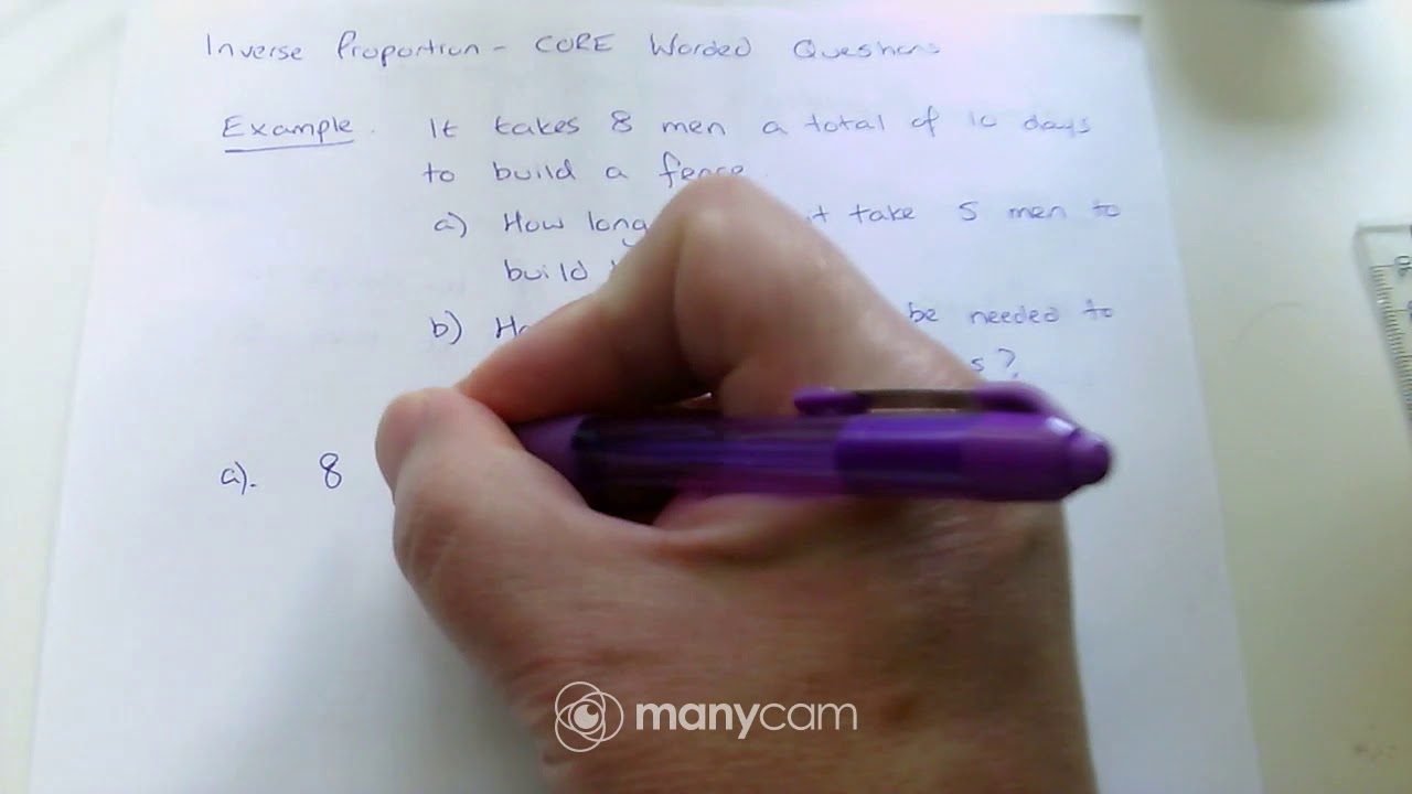 core inverse proportion worded questions - YouTube