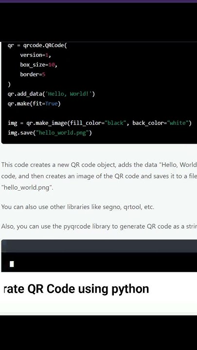 Generate QR Code using python #shorts #coding #programming - YouTube