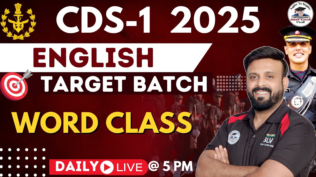 Word Class | Target Batch CDS-1 (2025) | ENGLISH | Free SLV Batch || By ...