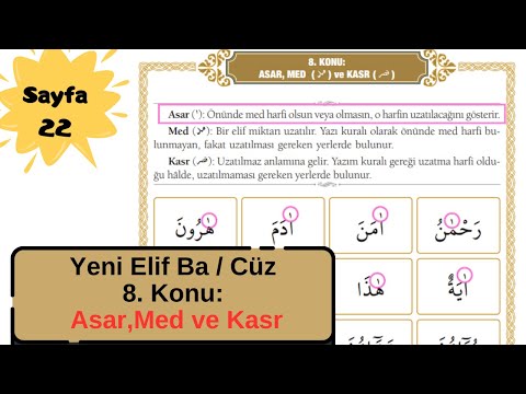 Diyanet Yeni Elifba | 8. Konu: Asar Med Kasr | Sayfa 22
