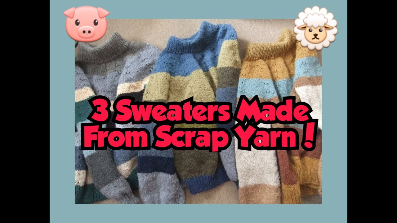 3 MULTI COLOR SWEATERS NECK & YOKE KNIT WITH ME SCRAP YARN HANDCRAFTED ...
