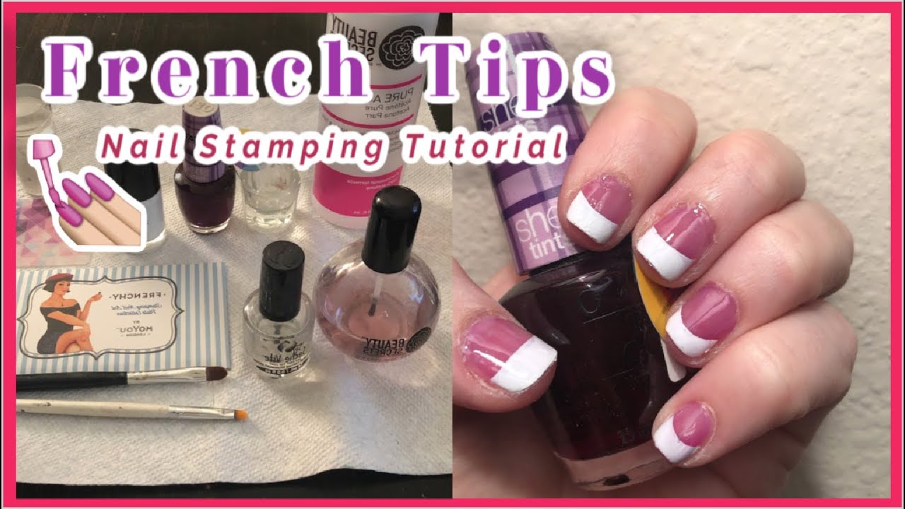 French Manicure Nail Stamping Tutorial - YouTube