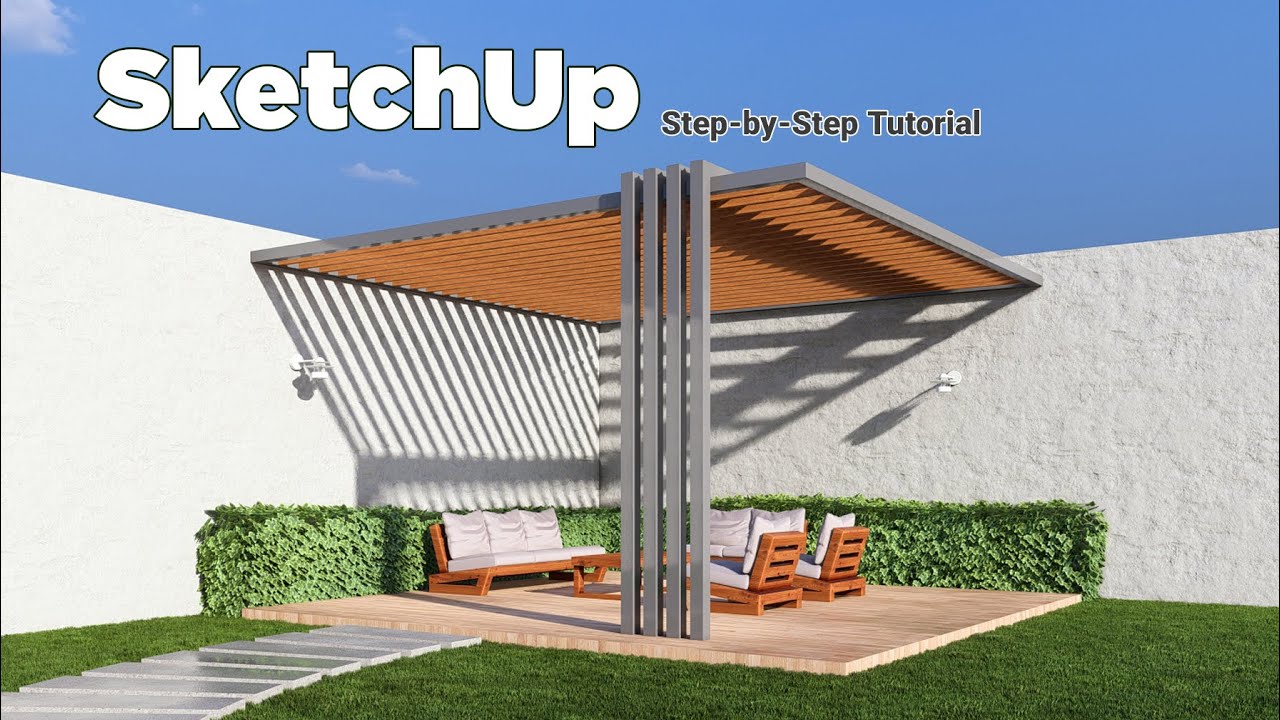 Sketchup tutorial | Modeling a Modern Pergola in Sketchup | Step by ...