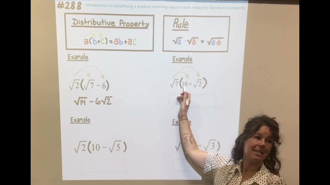 Introduction to simplifying a product involving square roots, using the distributive property ...