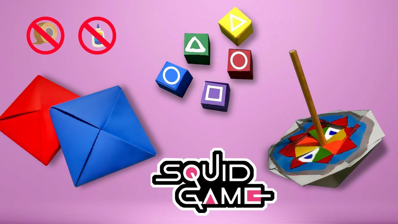 Origami Squid Game Mini-Games | Ddakji, Gonggi, Spinning Top | Fun DIY ...