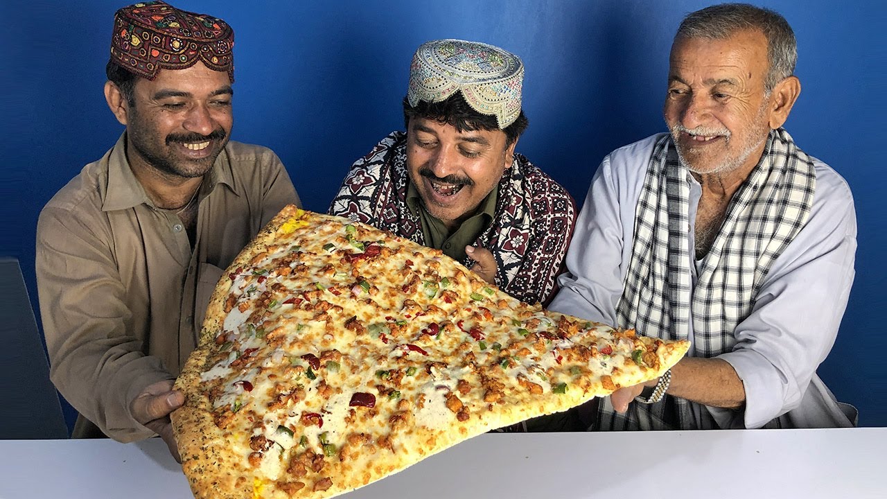Tribal People Try Big Pizza For The First Time | Villagers Try Big ...