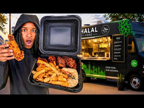 Eating at Random Food Trucks In My City For 24 Hours...