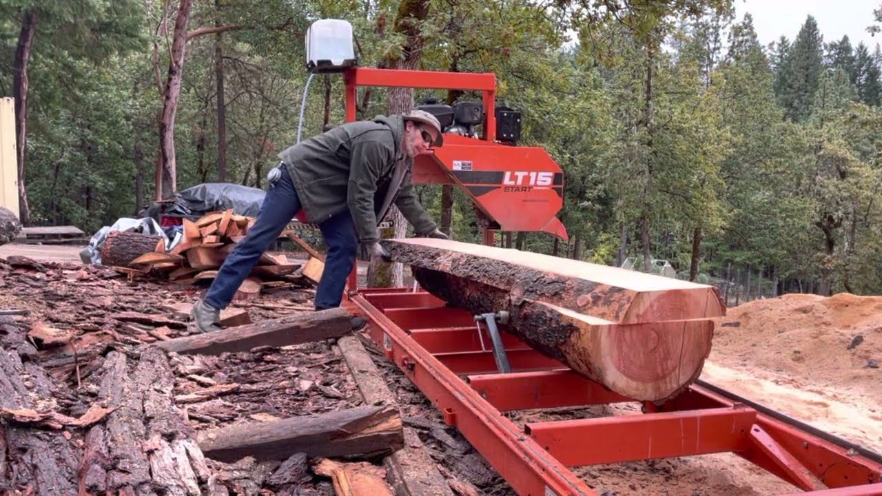 Pt2 Milling Straight Douglas Fir Timbers from a Crooked Log on ...