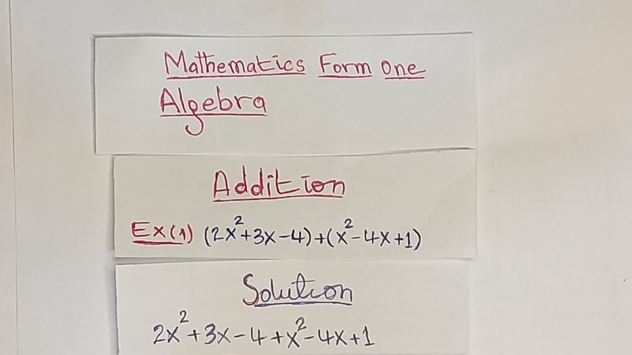 FORM ONE ALGEBRA EXAMPLE (1) - YouTube
