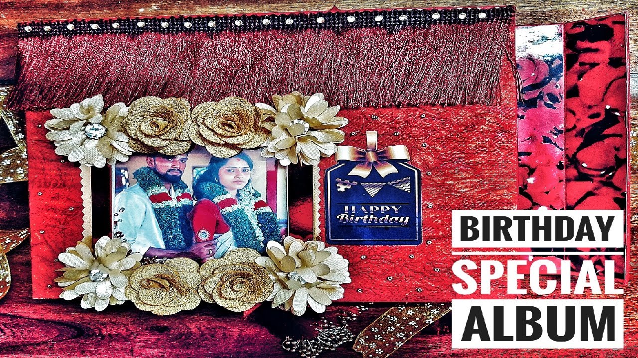 Birthday Scrapbook | Red and black theme scrapbook | Handmade scrapbook ...