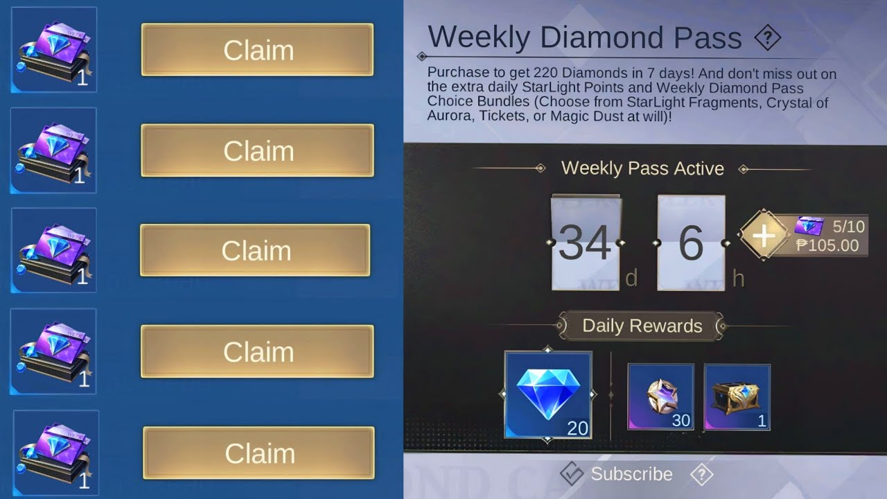 CLAIM FREE DIAMONDS EVERY DAY | UNLOCK YOUR WEEKLY DIAMOND PASS NOW ...