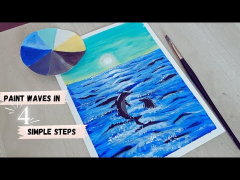 Easy Seascape Painting | How to Paint Sea Waves | Acrylic Painting for ...