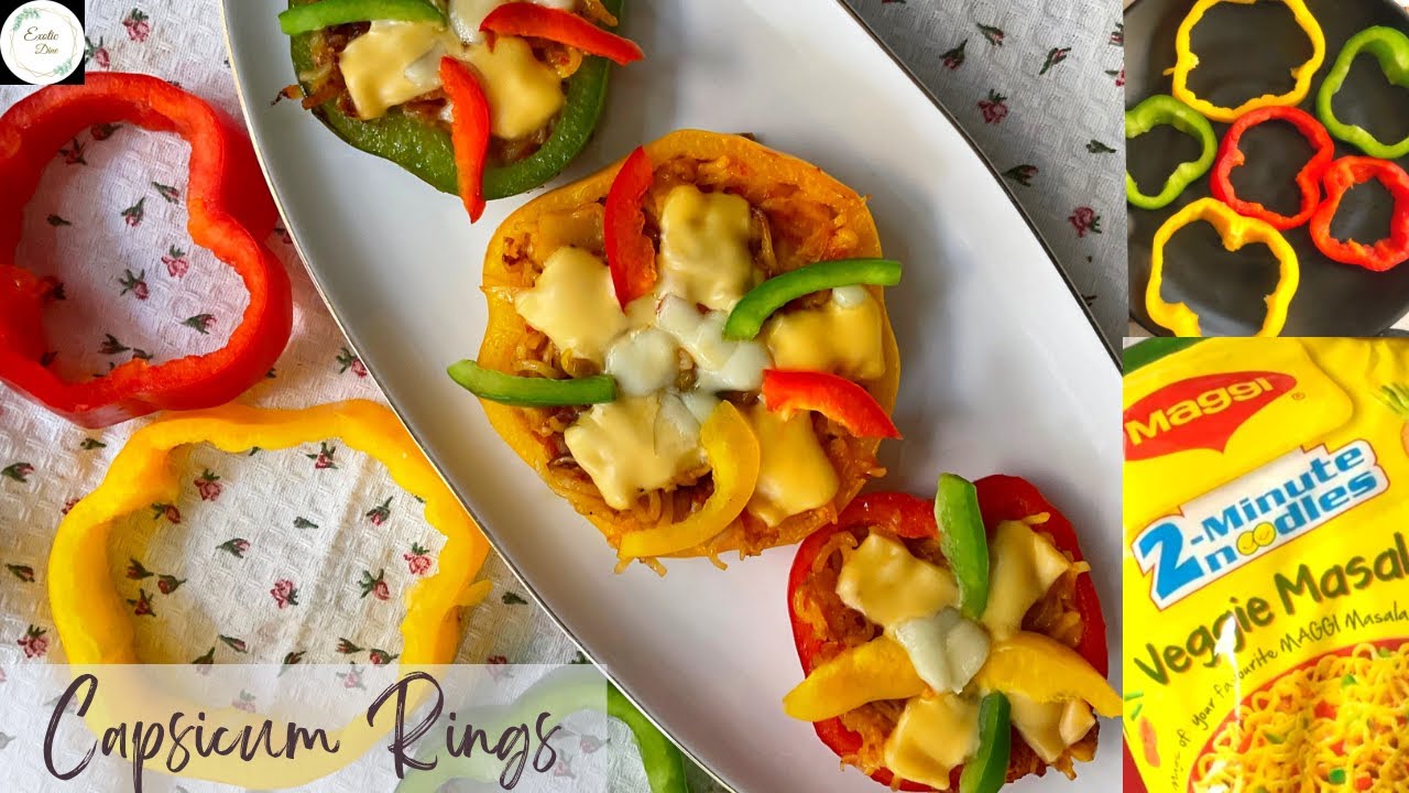 Veggie Capsicum Rings 🫑 Party 🎉 Hit Maggi Recipe 😋 Kids Favourite Less ...